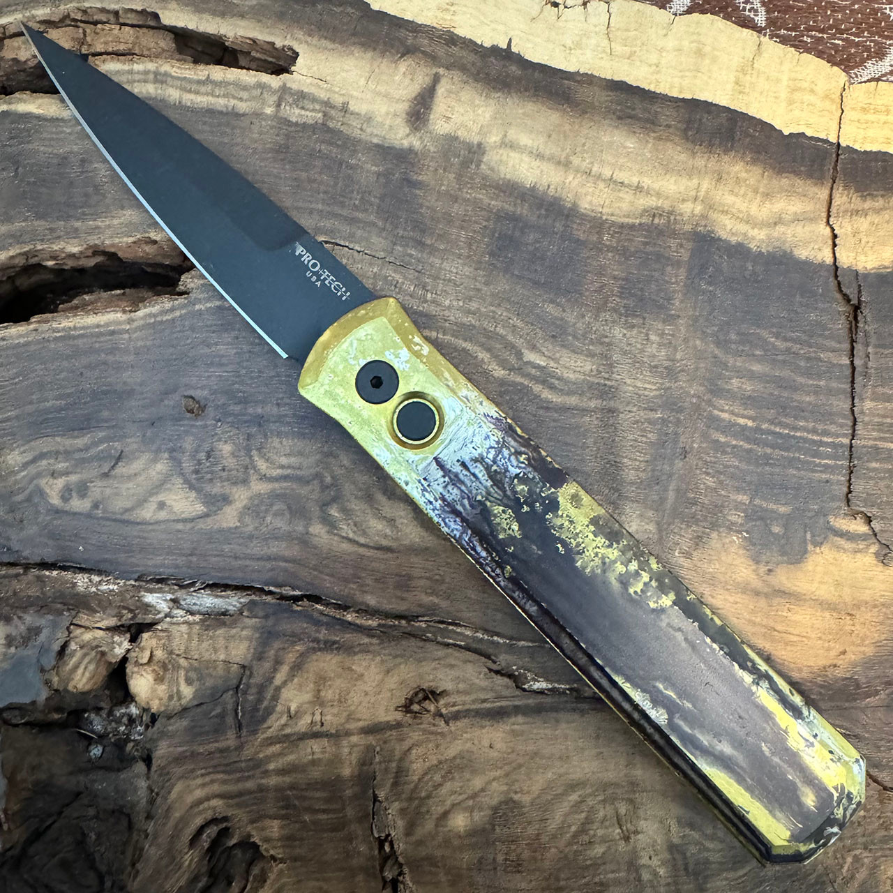 Pro-Tech Godfather Yellow Ink Handle DLC Blade 921-INKYELLOW | American ...