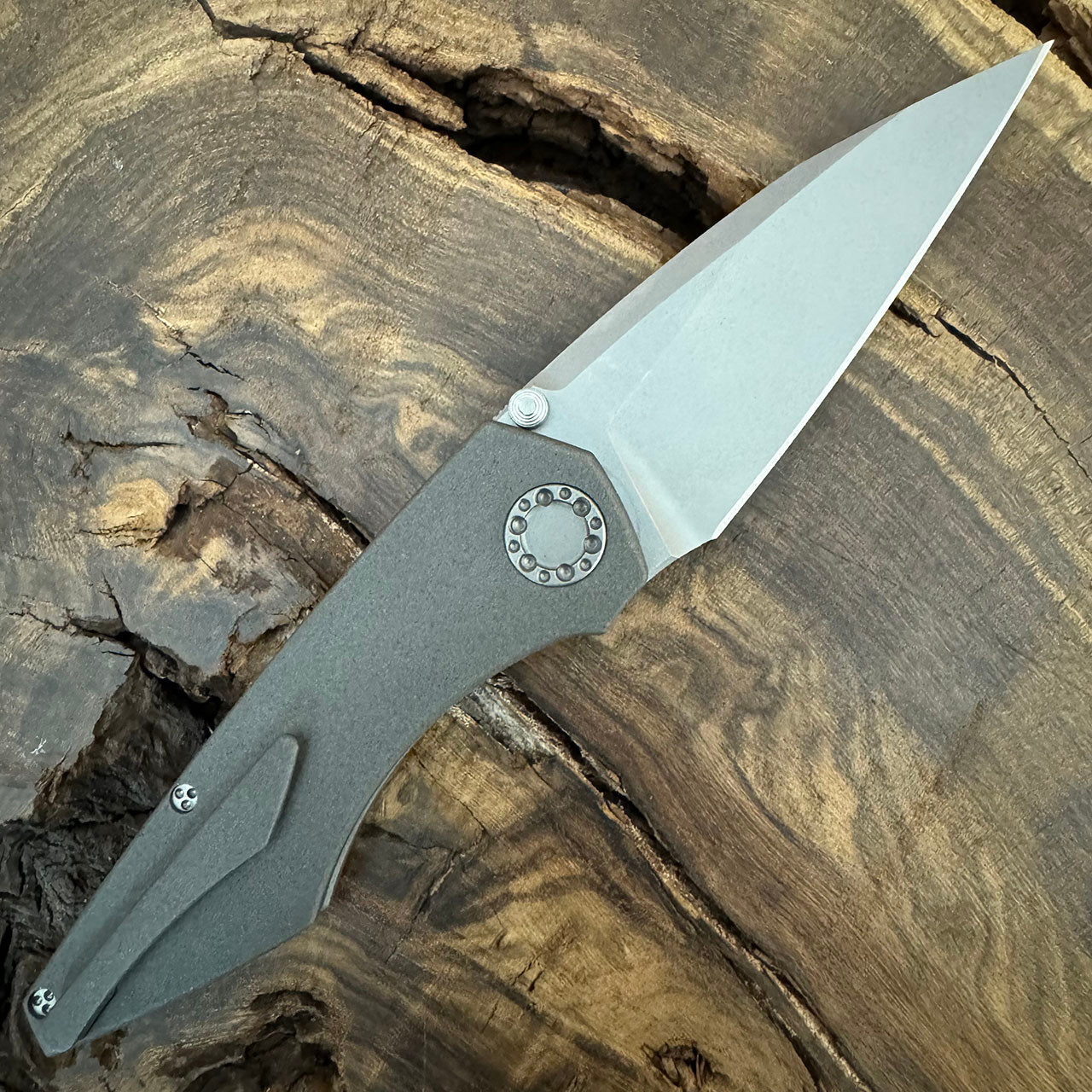 Sharknivco Custom Mini Goblin Inset Lock Maleficent Finish Titanium ...