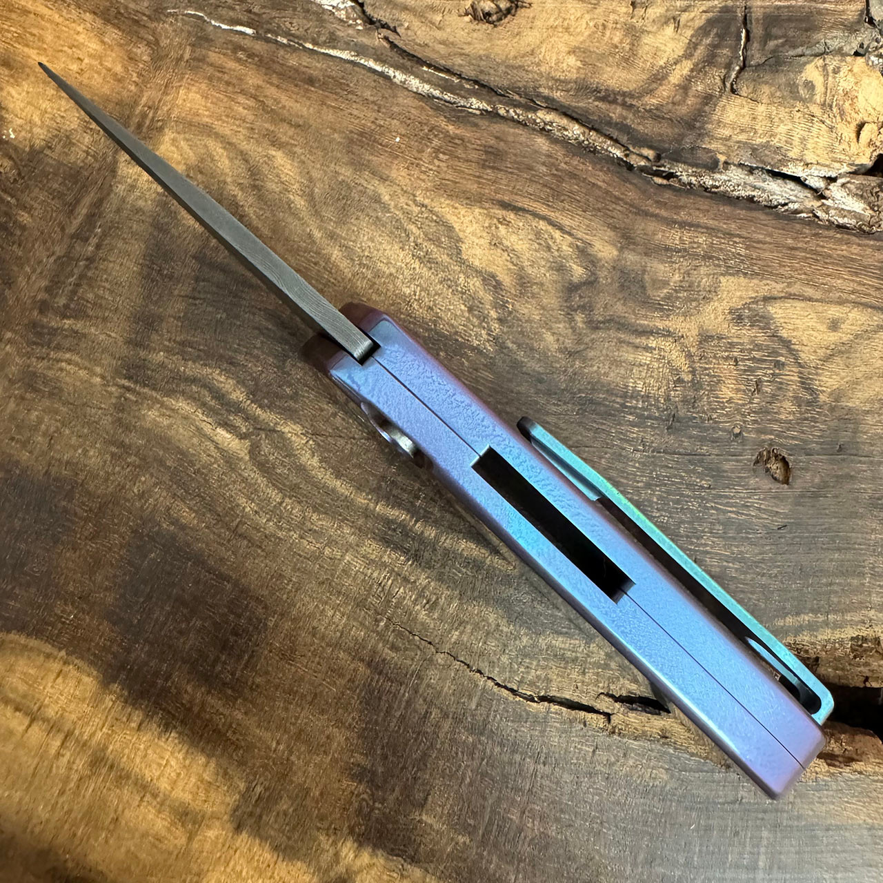Pro-Tech Sprint Auto Custom Blue Titanium Handle w/ Pearl Inlay Handle ...