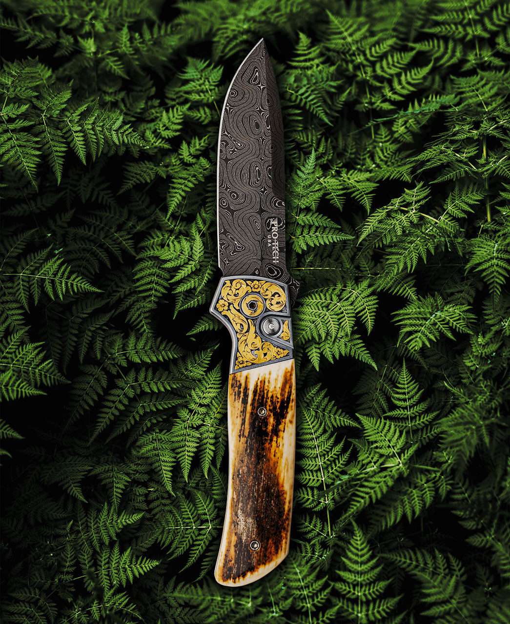 Pro Tech Terzuola Atcf Ultimate Custom Steel Handles Hand Engraved And