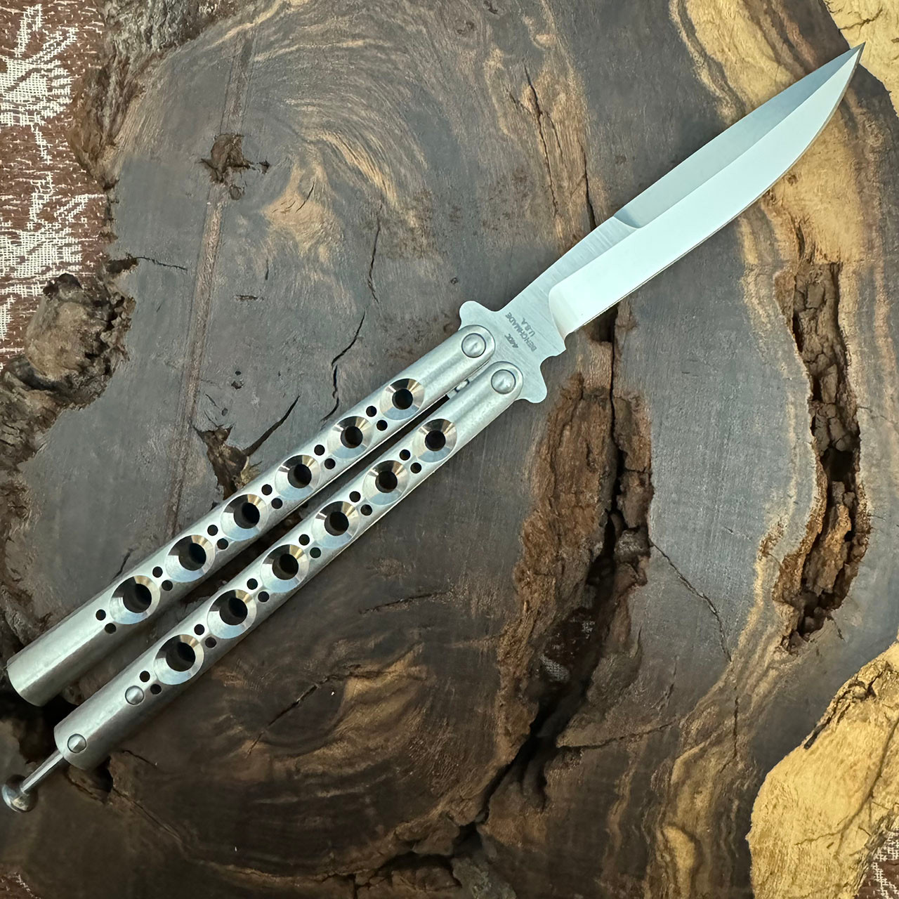 Benchmade Balisong Model 42 Weehawk Butterfly Milled Titanium Handle ...