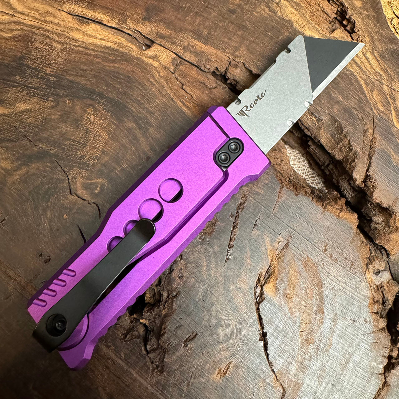 Reate EXO-U Utility Gravity Knife Purple Aluminum Speed Hole Handles ...