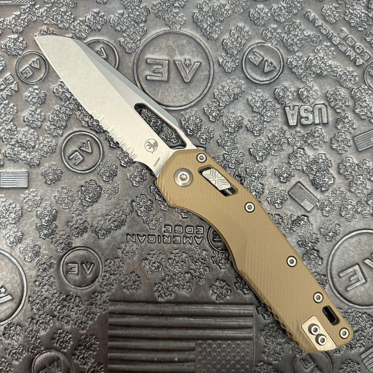 Microtech Msi Ram Lok Fluted Tan G 10 Handle Stonewash Serrated 210