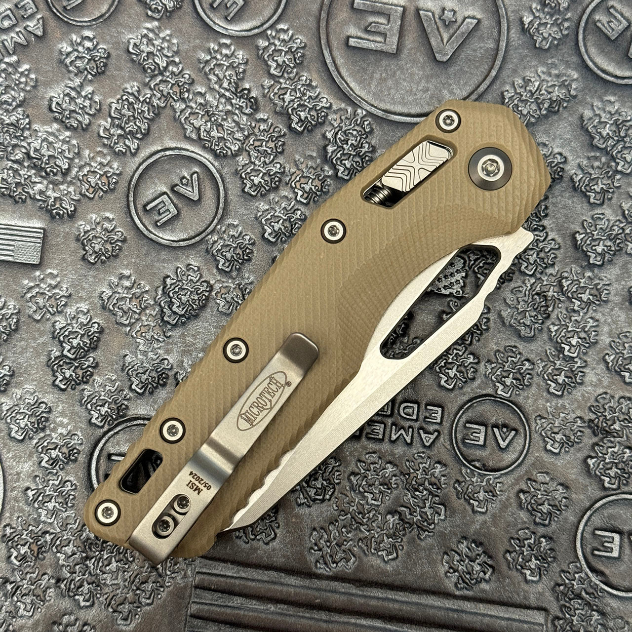 Microtech Msi Ram Lok Fluted Tan G 10 Handle Stonewash Serrated 210