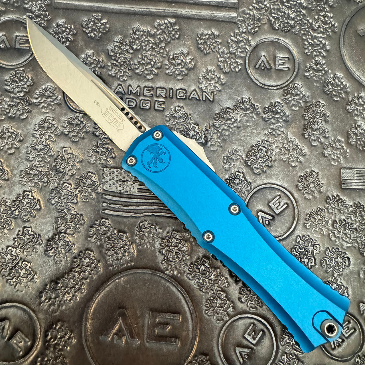 Microtech Hera II Mini Recurve Blue Stonewash Standard 1705M-10BL ...