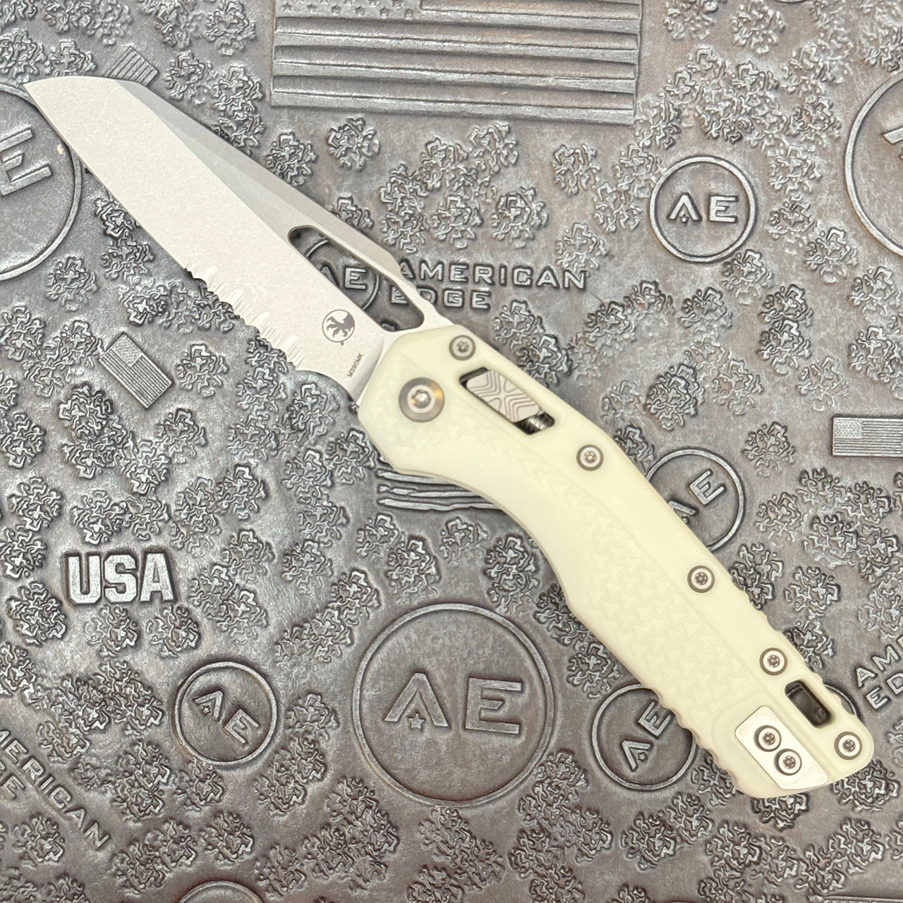 Microtech MSI RAM-LOK S/E White Tri-Grip Polymer Stonewash Serrated 210T-11PMWH | American Edge ...