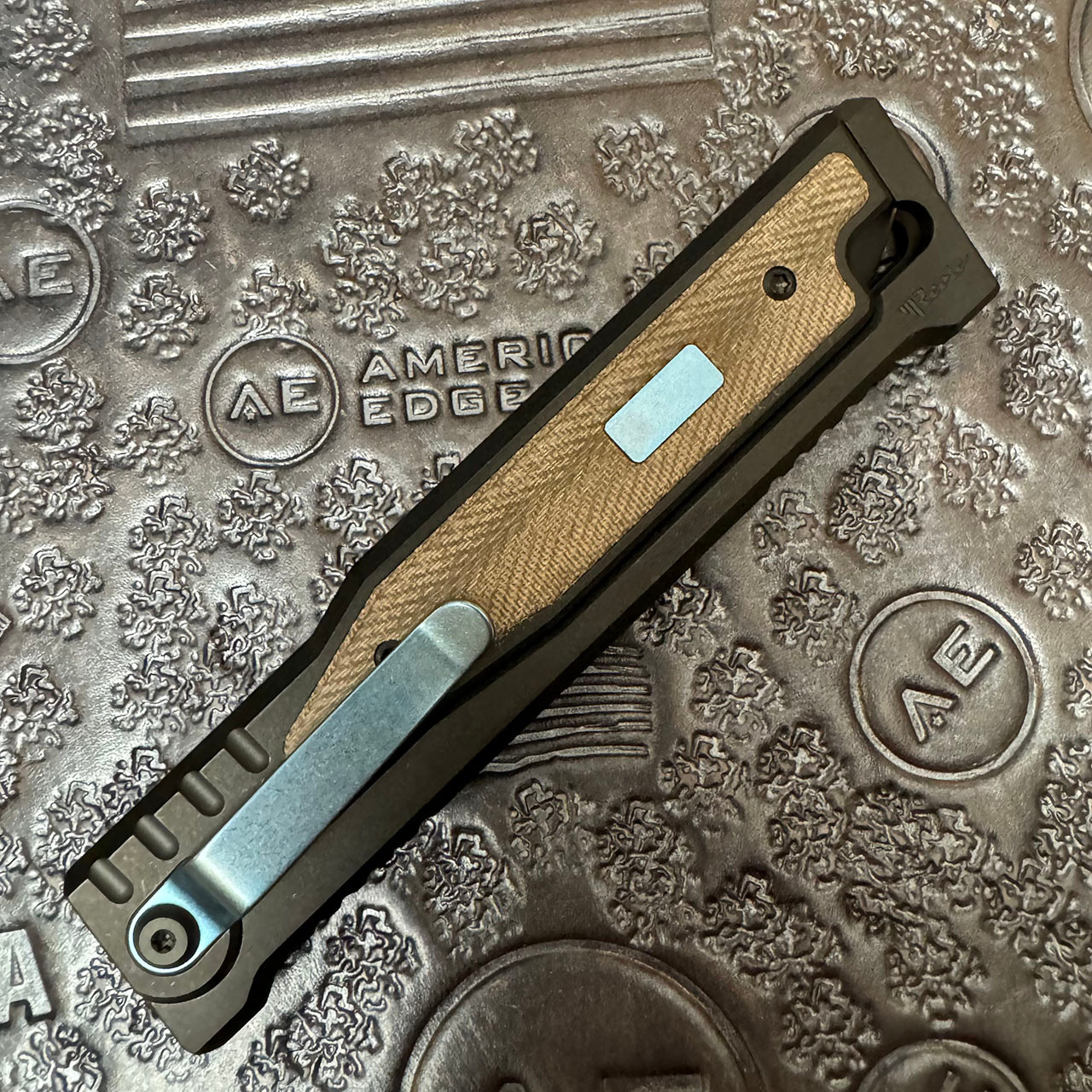 Reate EXO V2 S/E Gravity Knife Titanium PVD Handle w/ Green Micarta ...