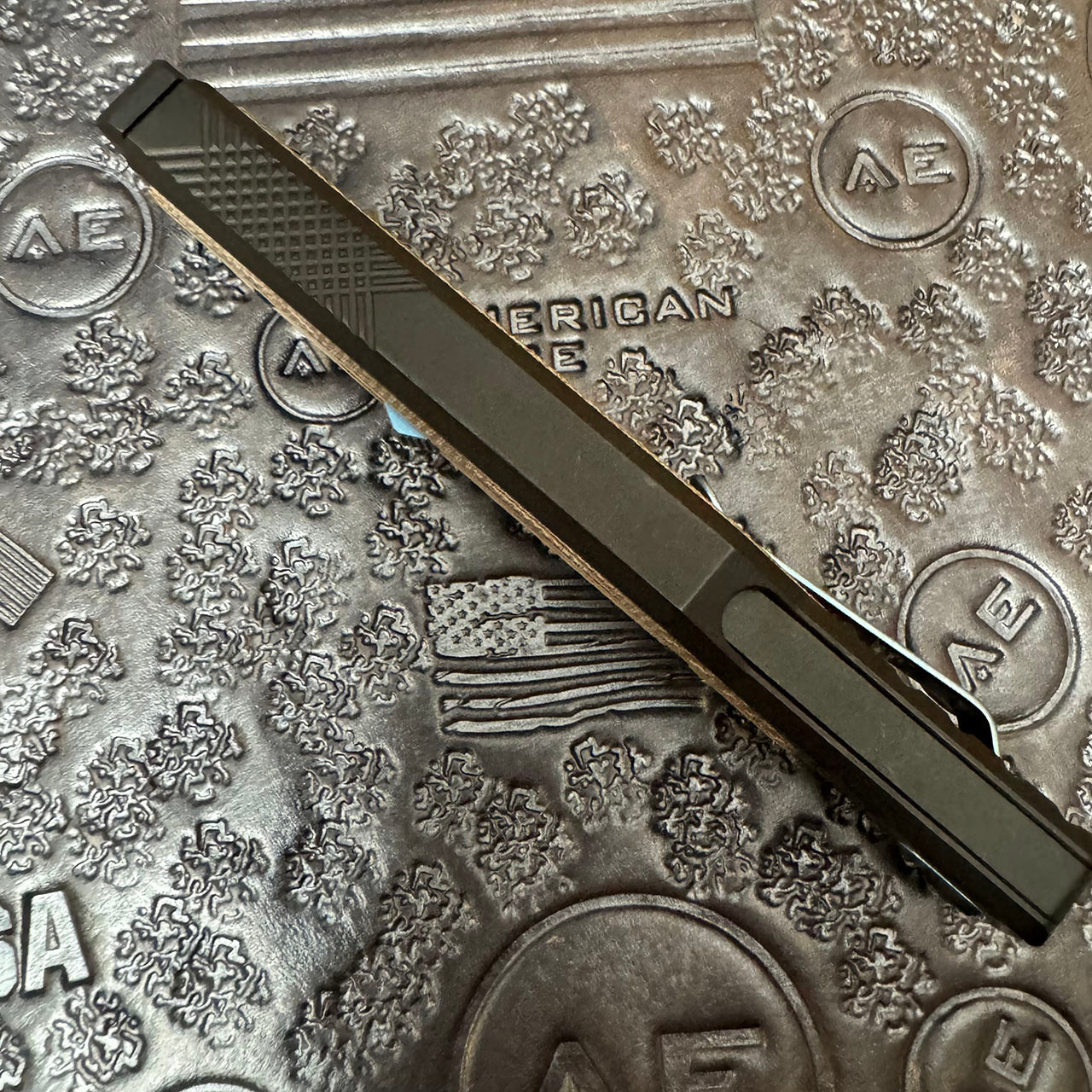 Reate EXO V2 S/E Gravity Knife Titanium PVD Handle w/ Green Micarta ...