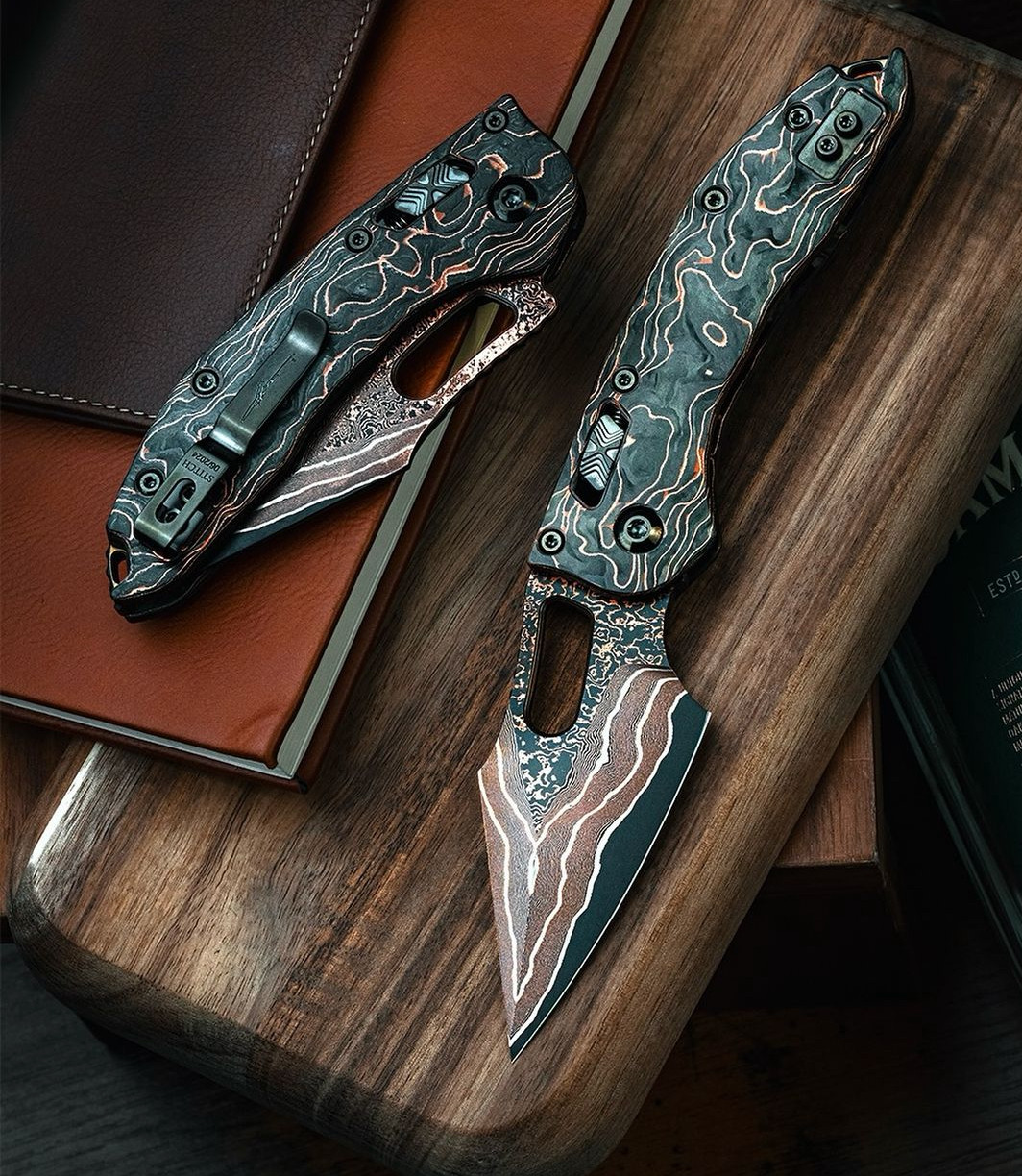 Microtech Borka Stitch RAM-LOK S/E Baker Forge Damascus Protech ...