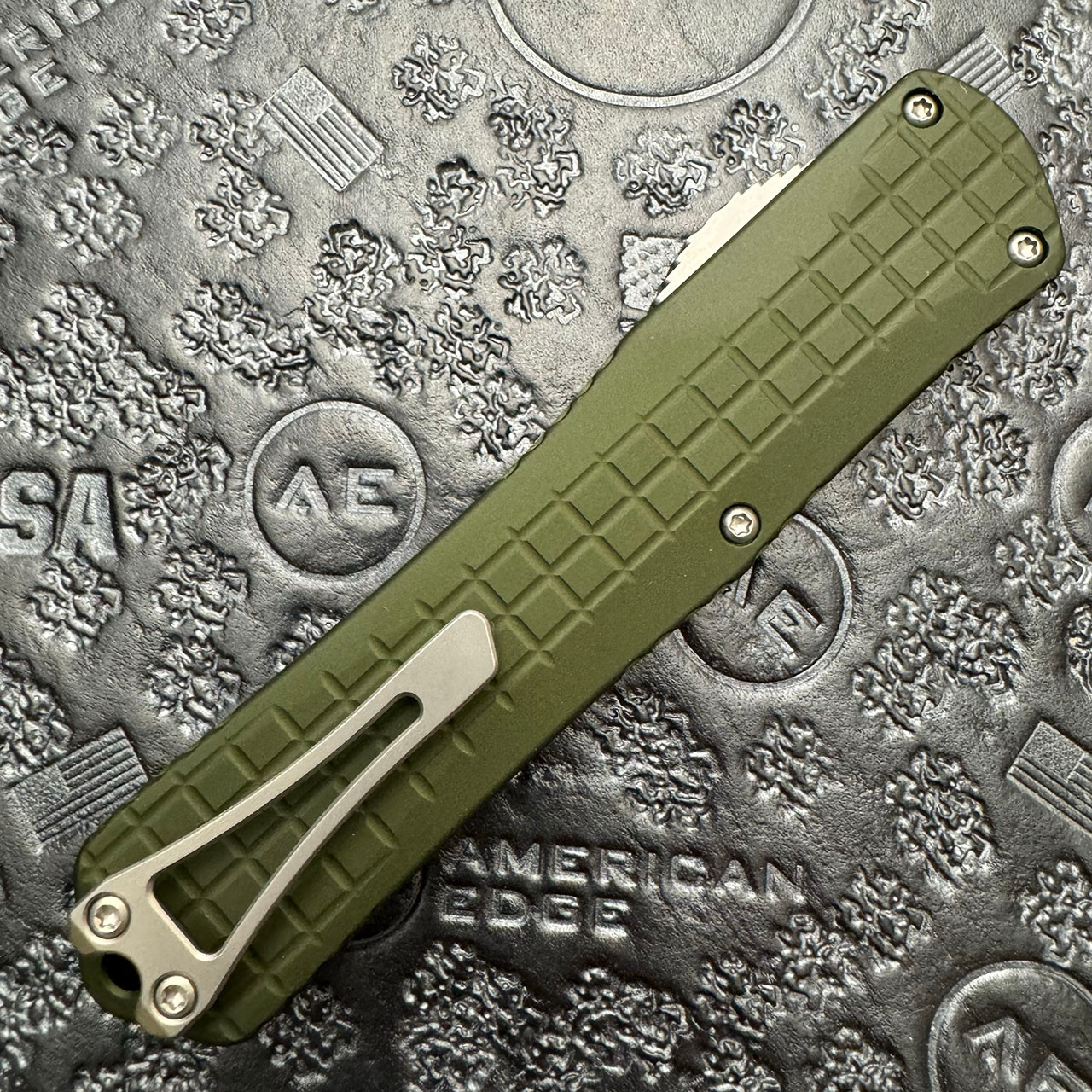 Heretic Knives Manticore X Recurve OD Green Frag Handle Stonewashed Blade H033F-2A-GRN ...