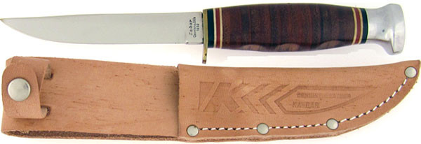 Ka-Bar Small Clip Point Hunter Stacked Leather 1232 | American Edge Knives