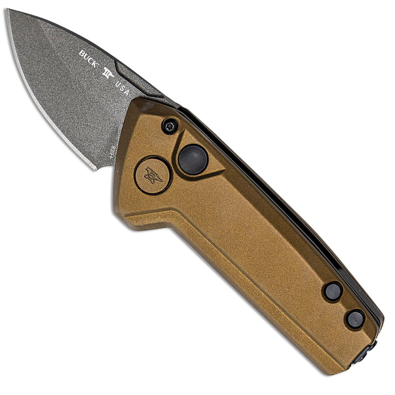 Buck 839 Mini Deploy Auto Burnt Bronze Handles Gray Cerakote Blade ...