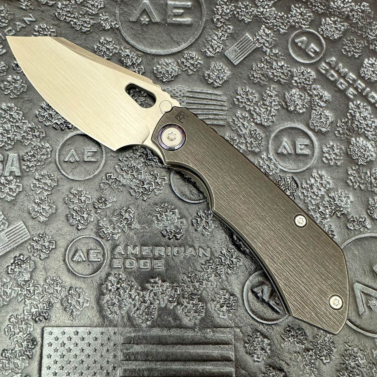 Custom Knife Factory CKF Evo 4 Frame Lock Barked Dark Titanium Handle ...