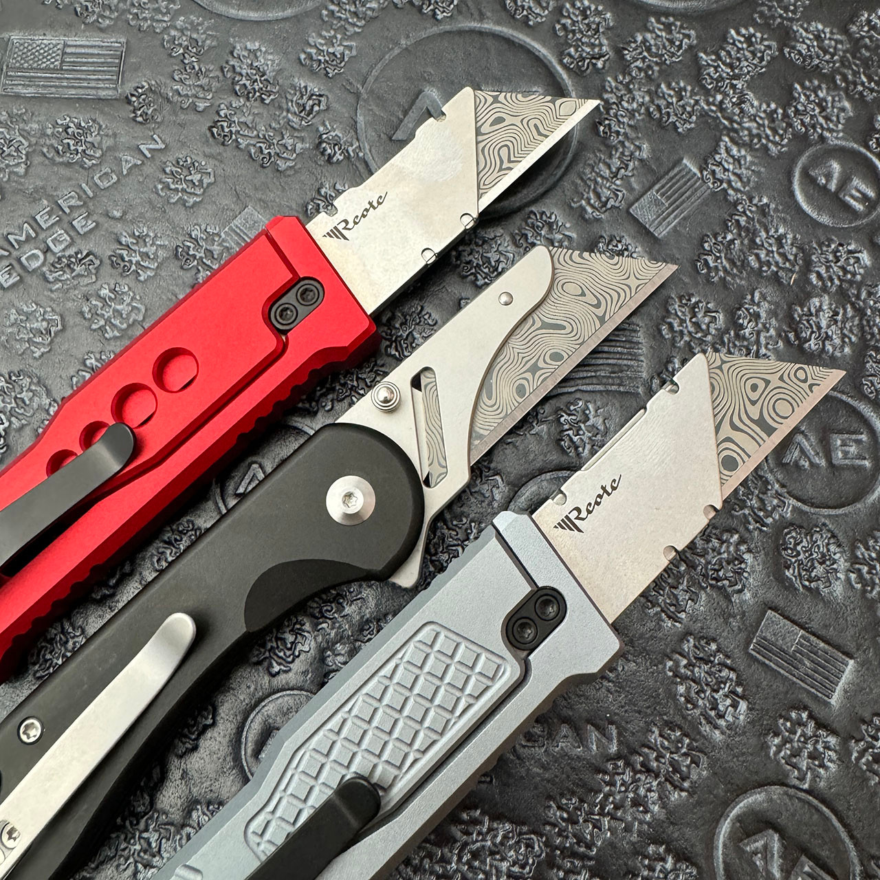 Replacement Utility Razor Blade Lasered Dark Damascus | American Edge ...