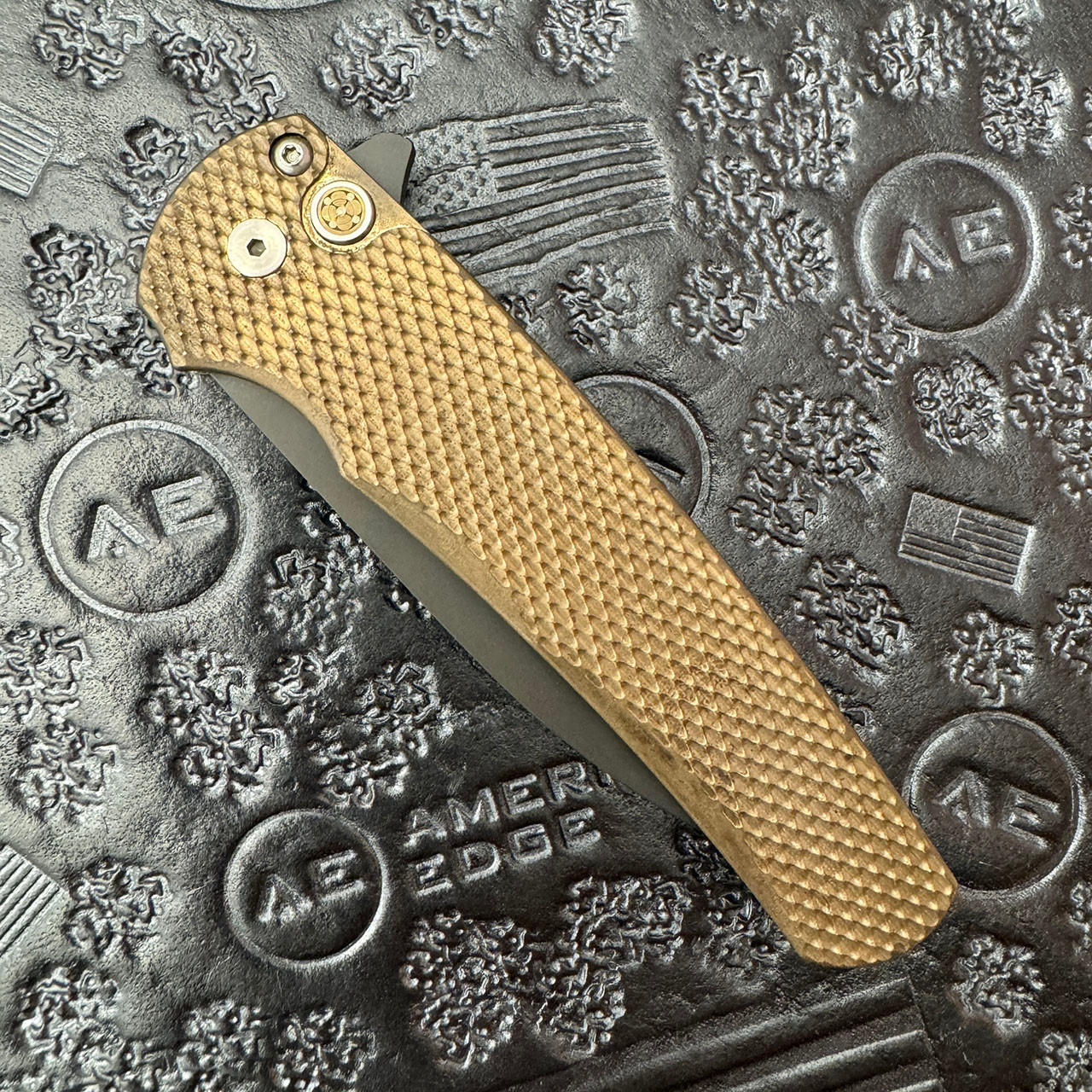 Pro-Tech Malibu Button Lock Flipper Wharncliffe Textured Bronze AL ...