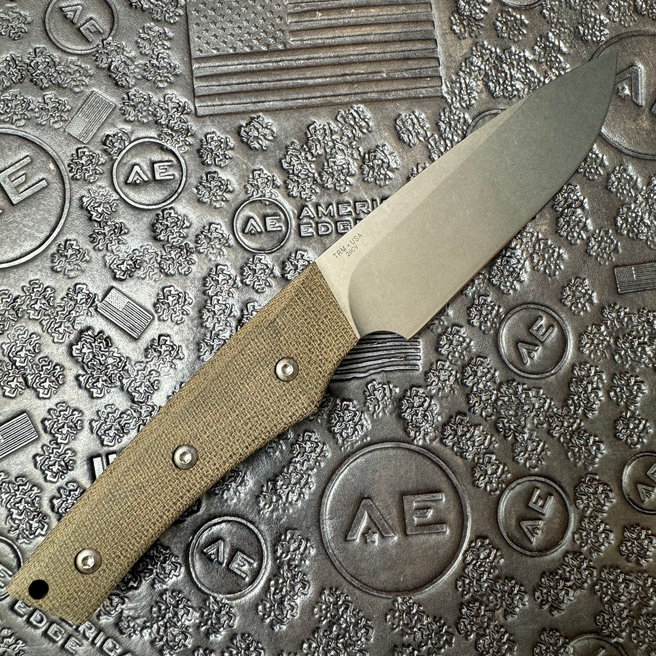 Three Rivers Manufacturing TRM Red Line Fixed Blade OD Green Micarta ...