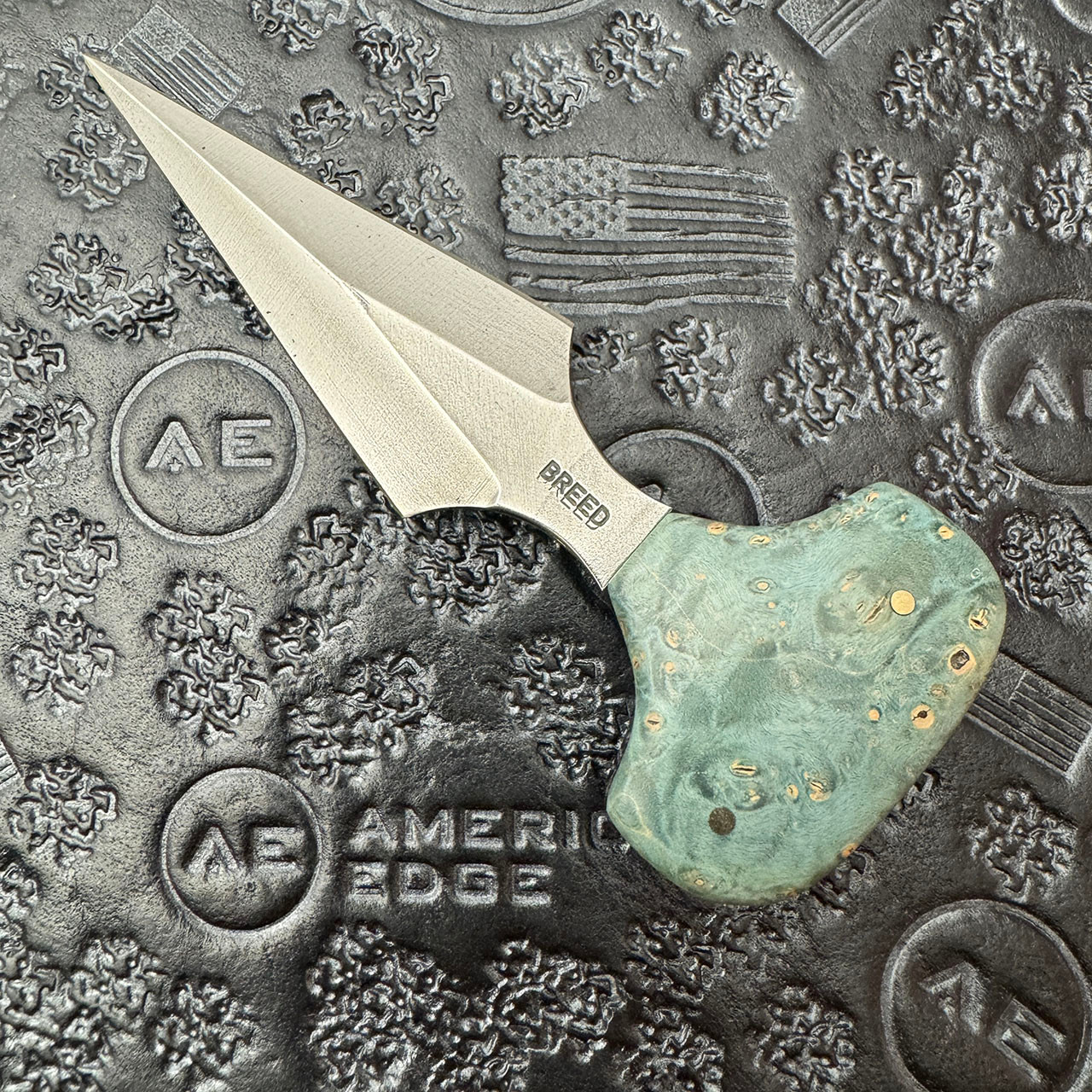 Kim Breed Custom Push Dagger Blue/Green Dyed Spalted Maple Handle Nitro ...