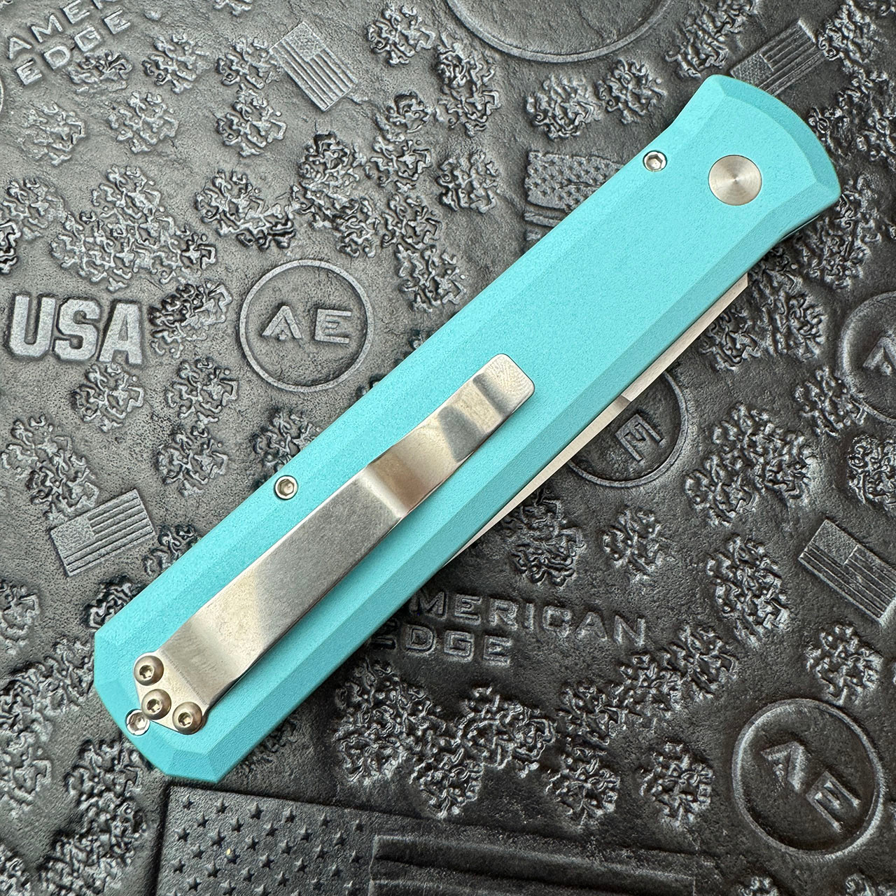Pro-Tech Godfather Solid Tiffany Blue Handle Satin Blade 921-LTDT.BLUE ...