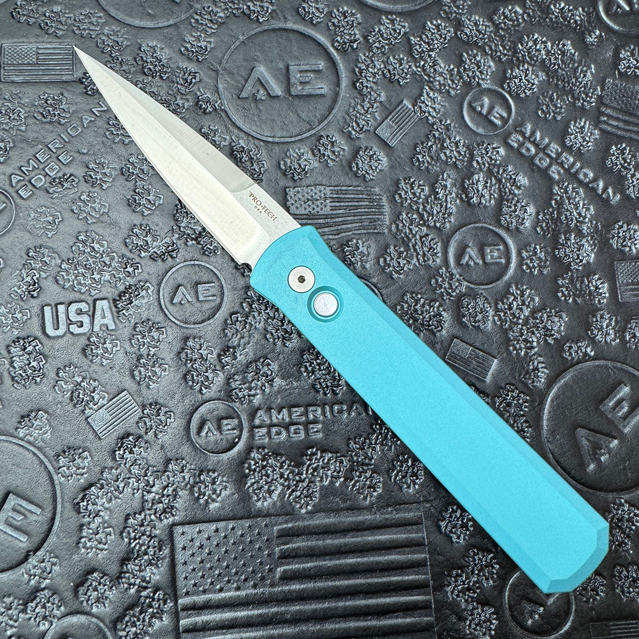Pro-Tech Godfather Solid Tiffany Blue Handle Satin Blade 921-LTDT.BLUE ...