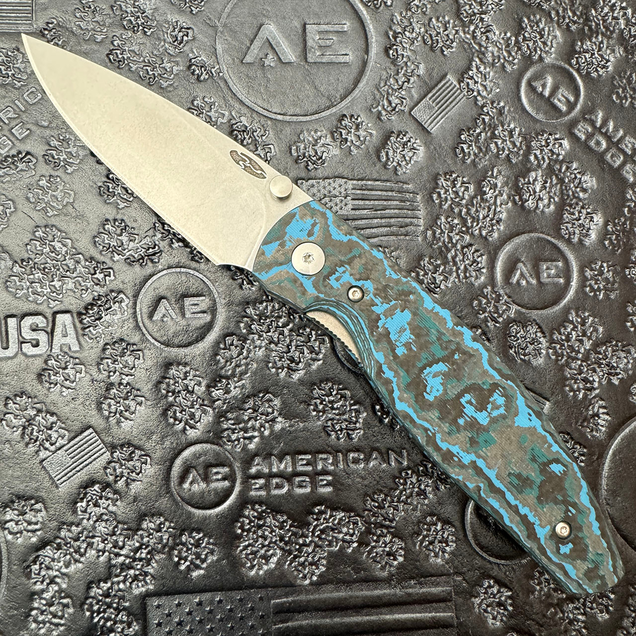 Three Rivers Manufacturing TRM Atom Liner Lock Arctic Blue Fat Carbon ...