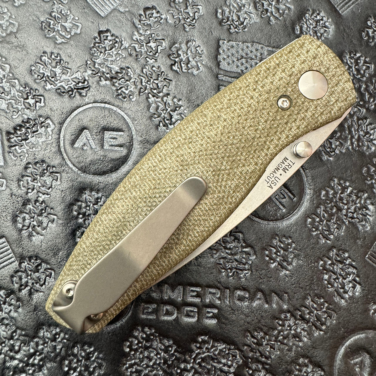 Three Rivers Manufacturing TRM Neutron 2 Liner Lock 3D Lizard Skin Textured OD Green Micarta ...