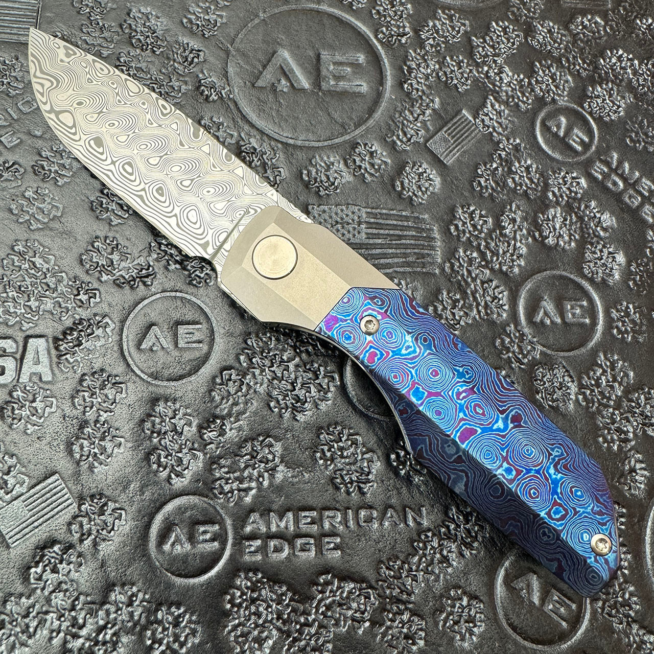 Vero Engineering Synapse Frame Lock Timascus Handle Damasteel Blade | American Edge Knives