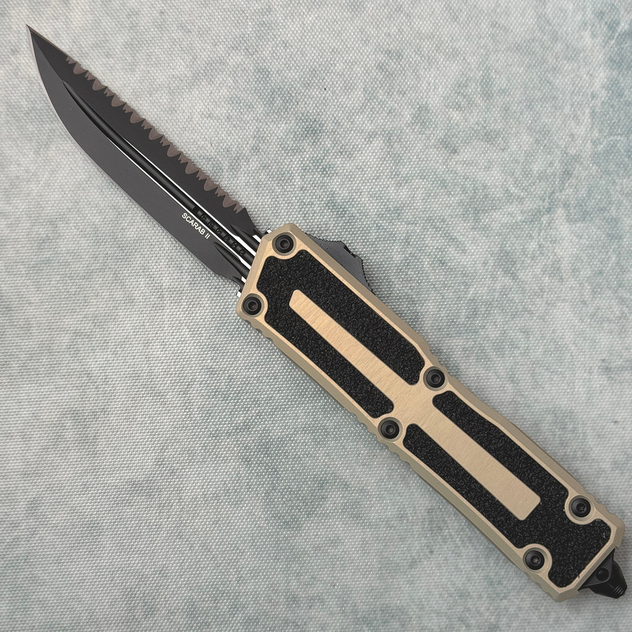 Microtech Scarab II Generation III D/E-S Sand Full Serrated 1180-3SN ...