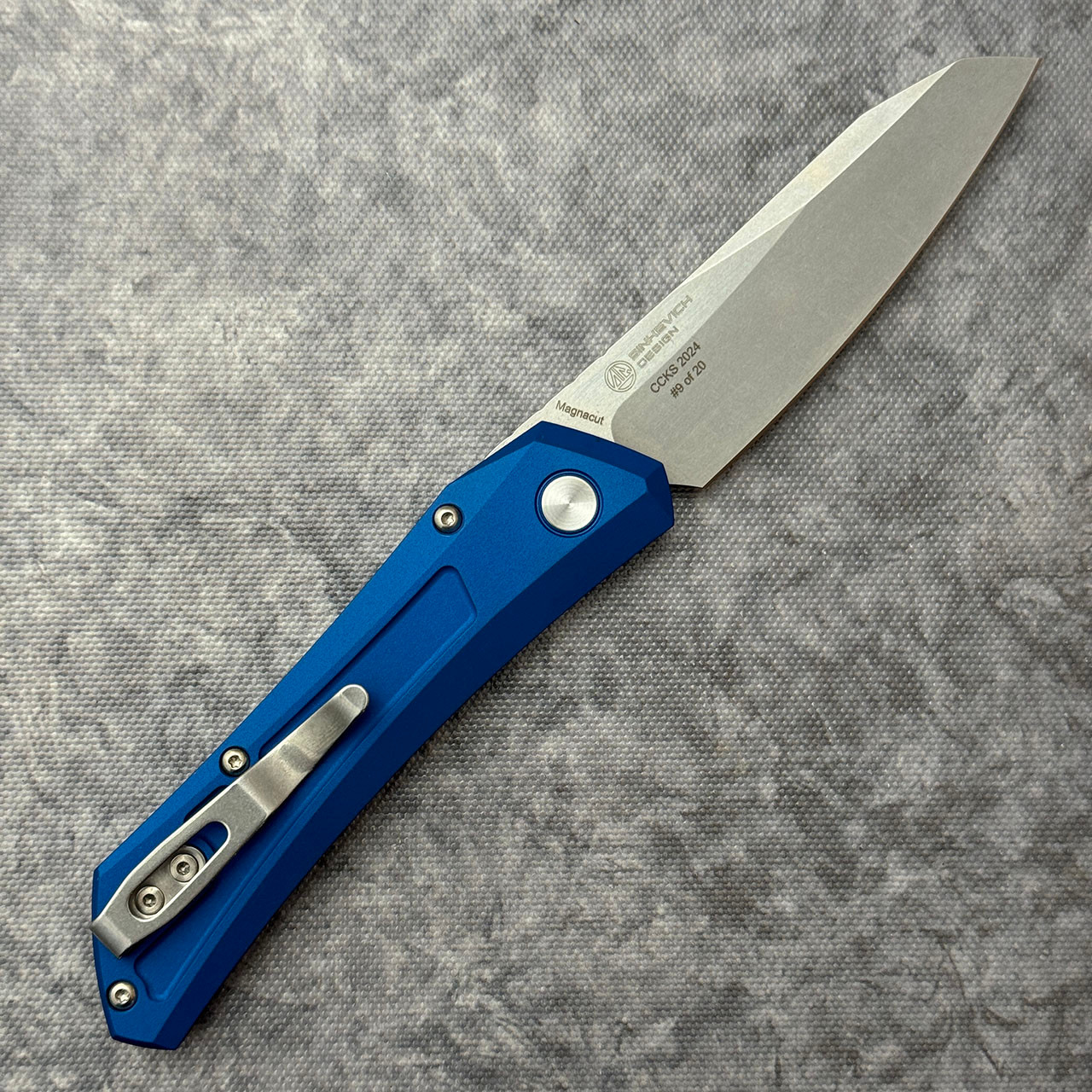 Pro-Tech Sinkevich Oligarch Auto Blue Aluminum Handles Stonewashed ...