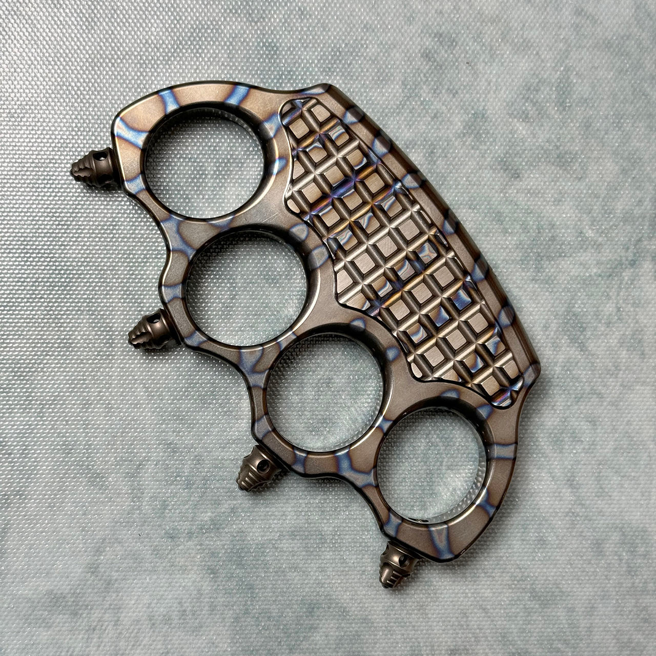 Marfione Custom Hand Tank Flamed Titanium Four Finger Knuckle w/ Bronze ...
