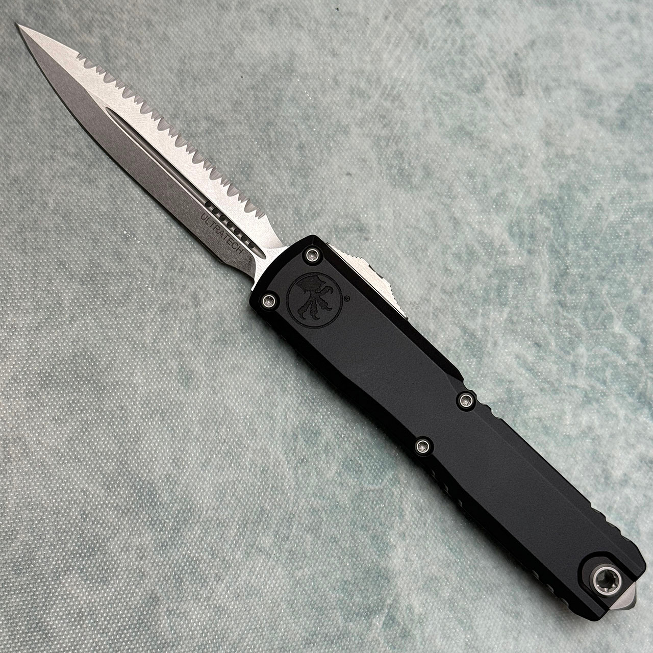 Microtech Ultratech ZBP D/E Black Handle Stonewash Full Serrated 1122 ...