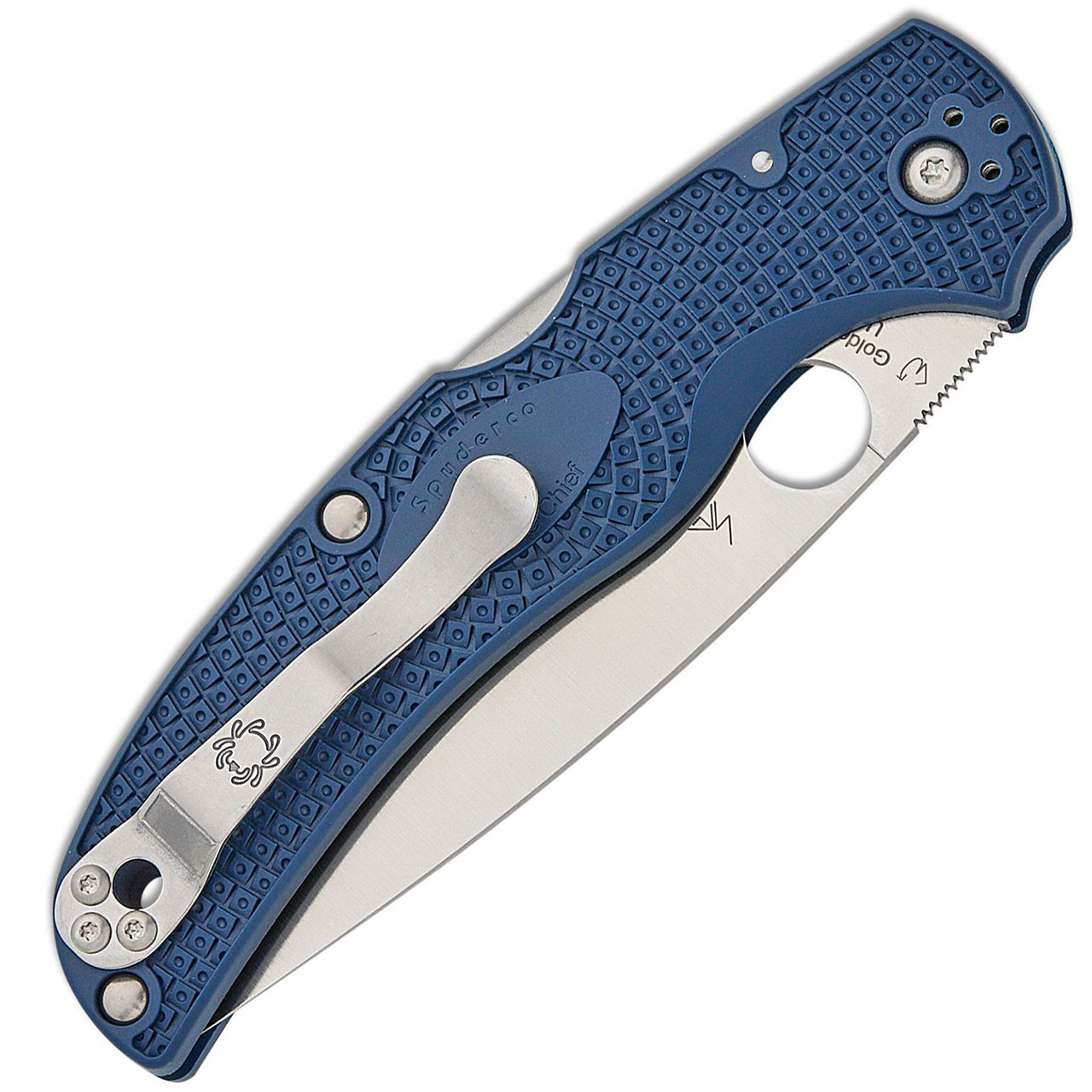 Spyderco Native Chief Lightweight Lock Back Dark Blue FRN Handles Satin ...