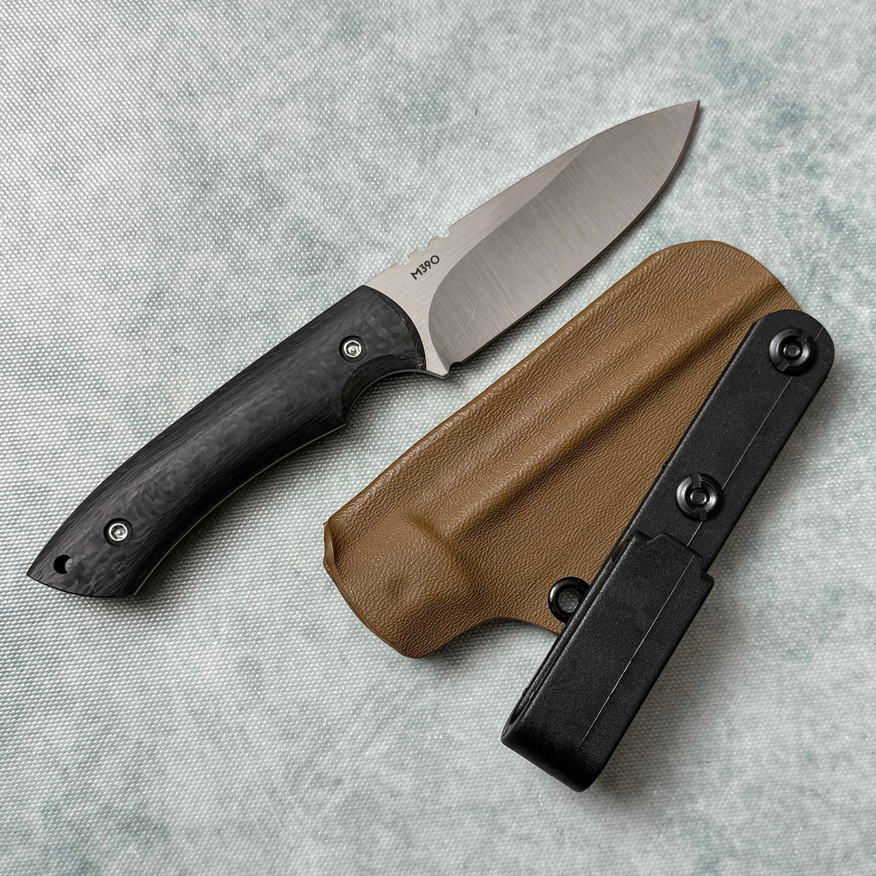 Harm Edged Tools Custom Micro XL Fixed Blade Carbon Fiber Handles Satin ...