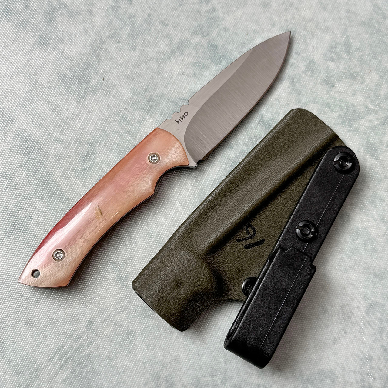 Harm Edged Tools Custom Micro XL Fixed Blade Rams Horn Handles Satin ...
