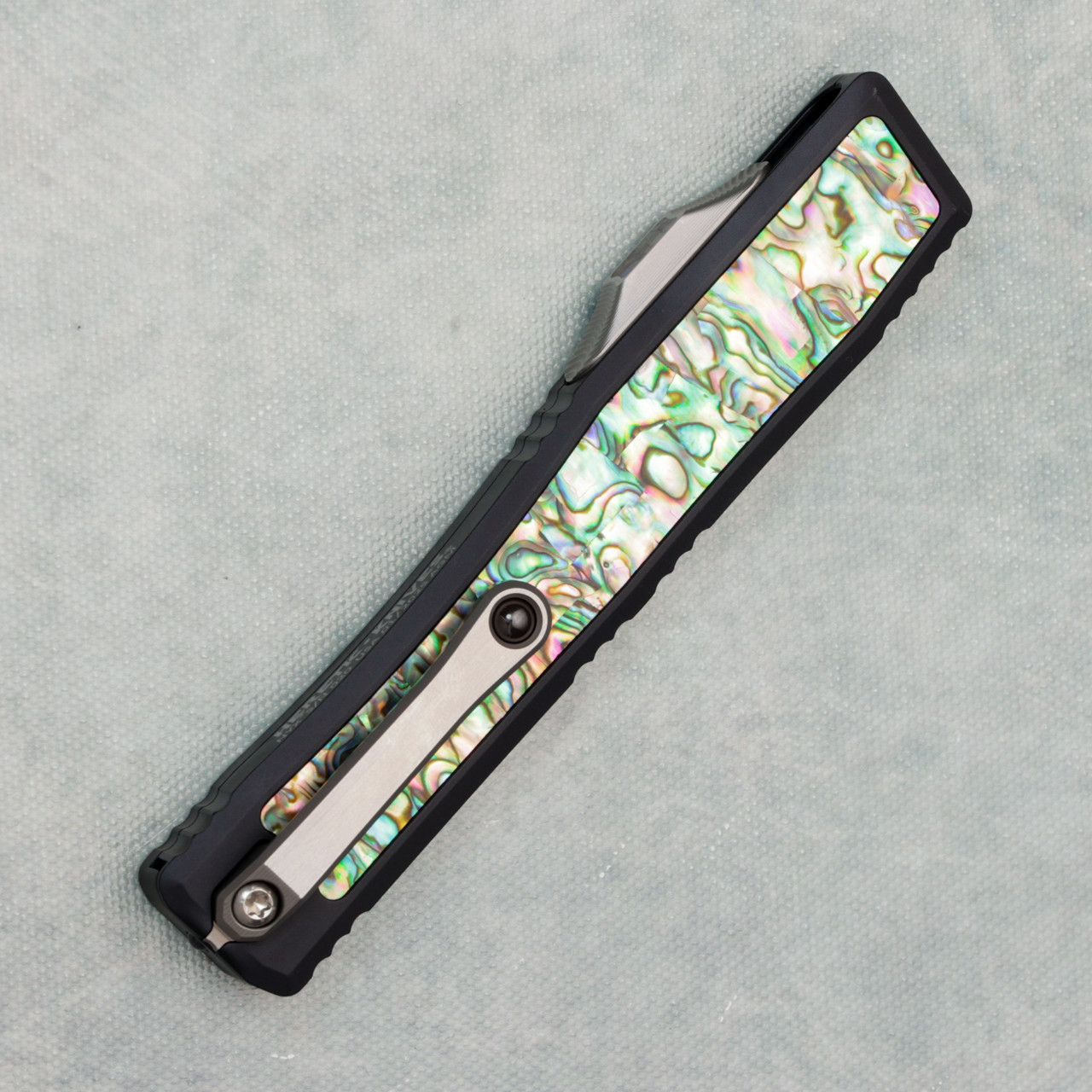 Heretic Knives Custom NYX S/E Aluminum Handles w/ Abalone Inlays Mirror ...
