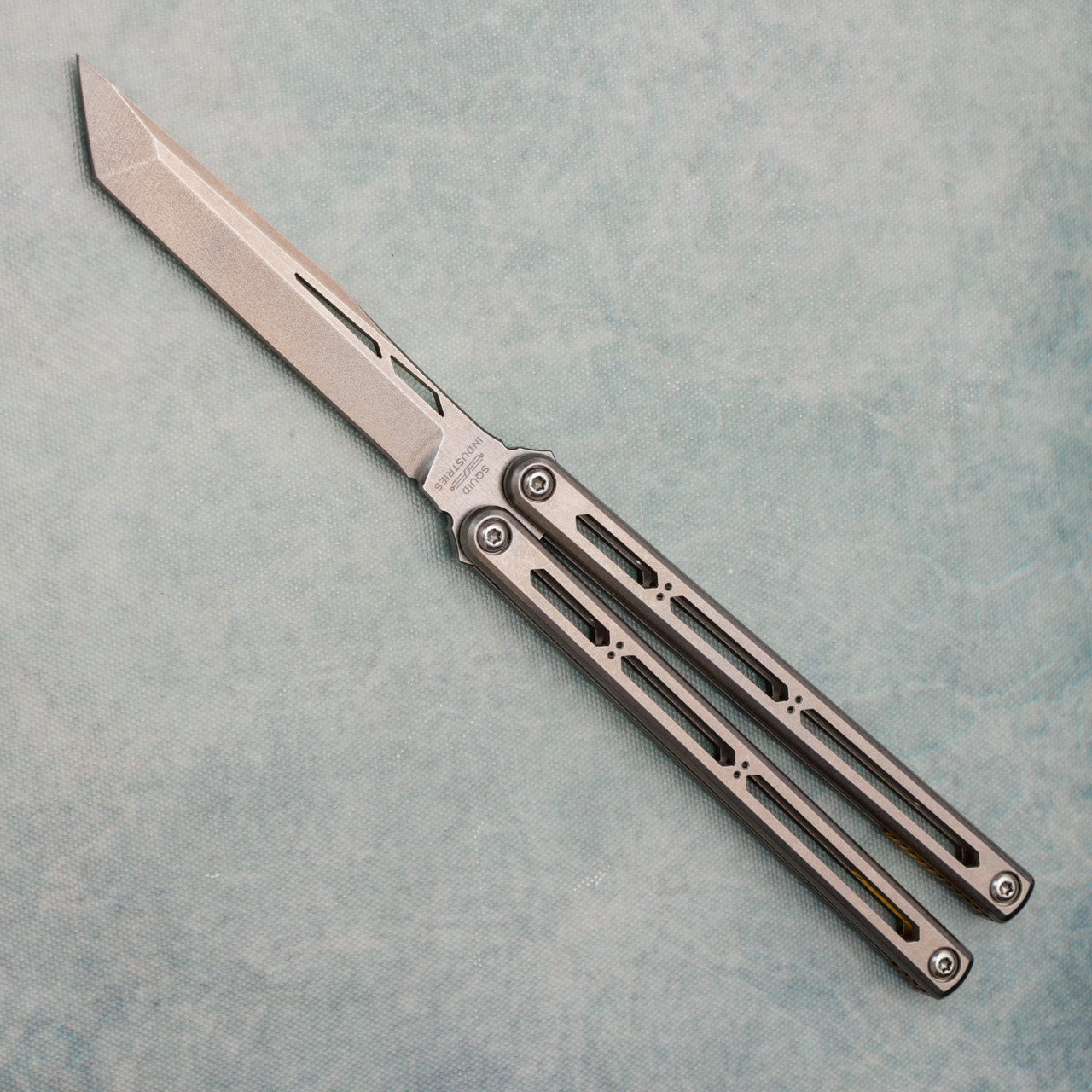 Squid Industries Hydro Balisong Tanto Titanium Stonewashed First ...