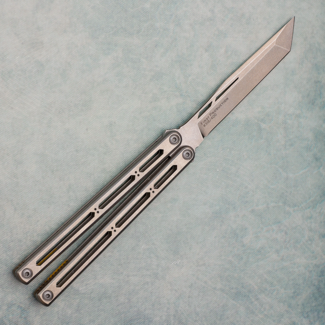 Squid Industries Hydro Balisong Tanto Titanium Stonewashed First ...