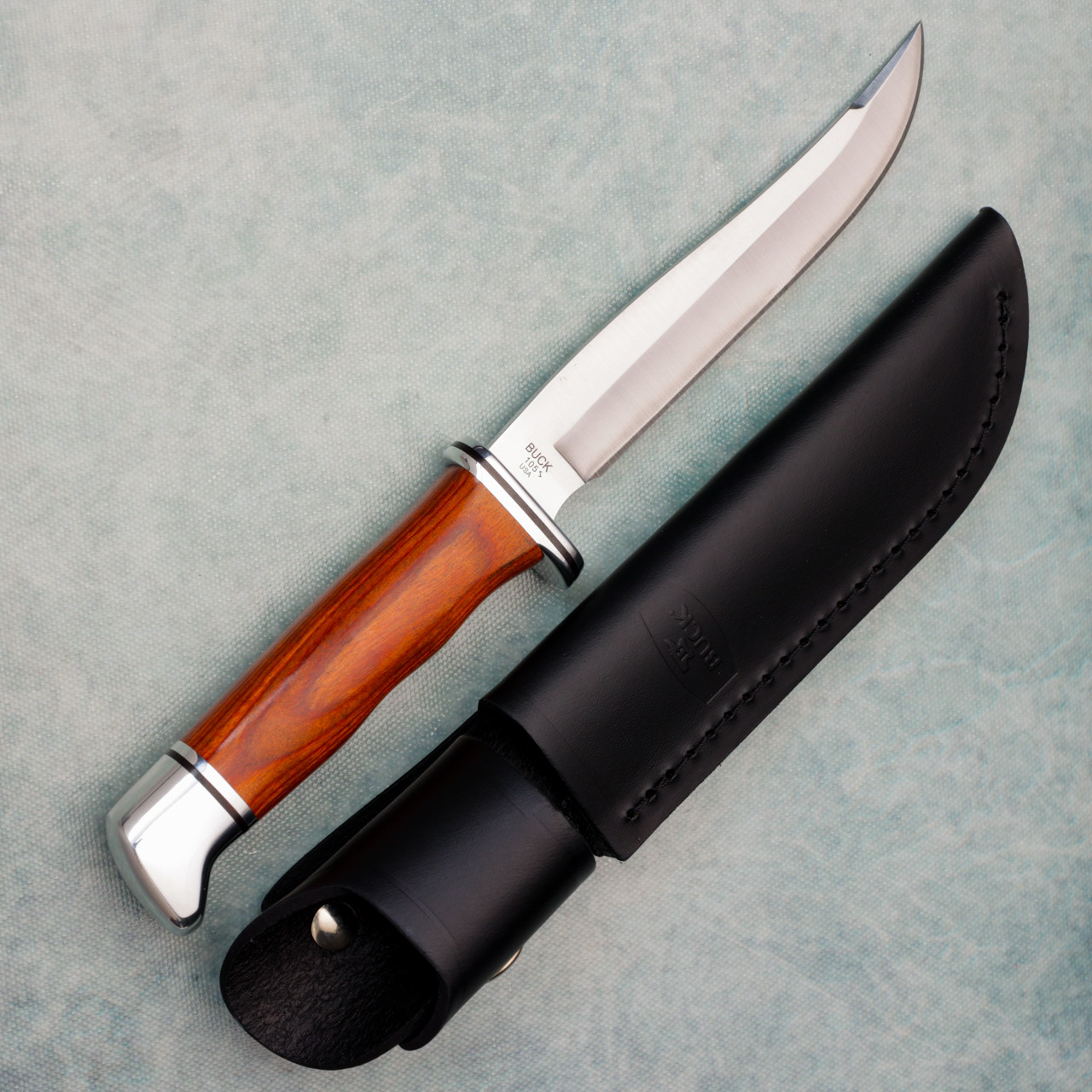 Buck 105 Pathfinder Fixed Blade Cocobolo Wood Handles w/ Nickel Silver ...