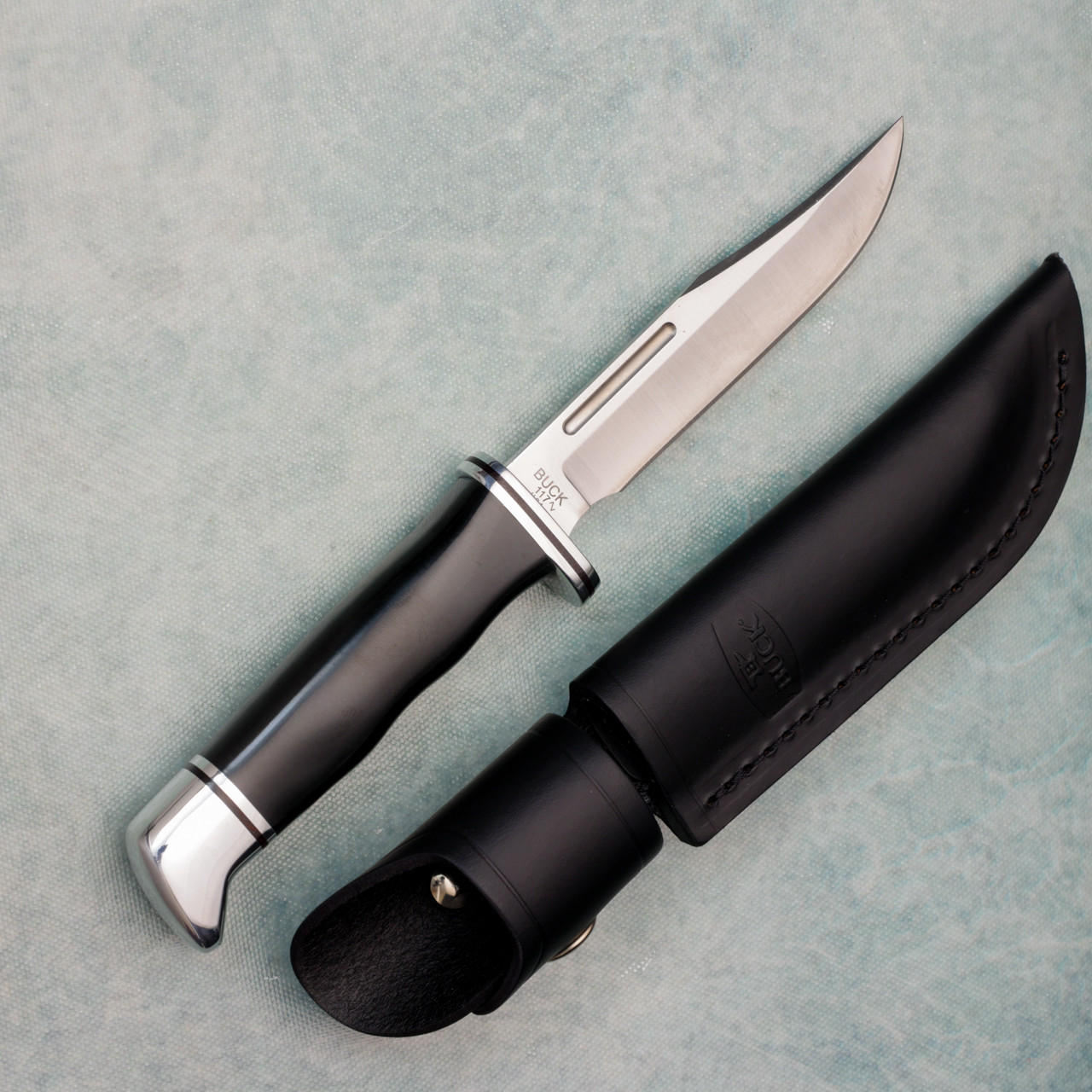 Buck 117 Brahma Fixed Blade Black Phenolic Handles w/ Nickel Silver ...