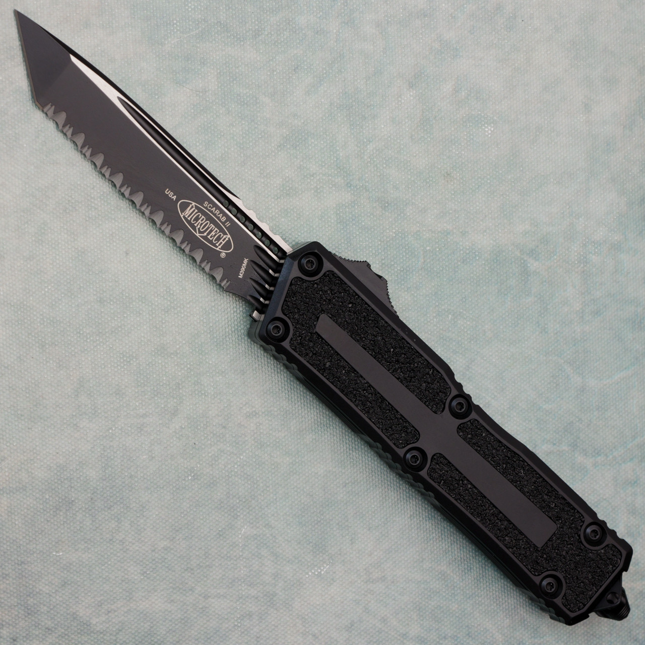 Microtech Scarab II Gen 3 T/E Black Tactical Handle Full Serrated 1279 ...