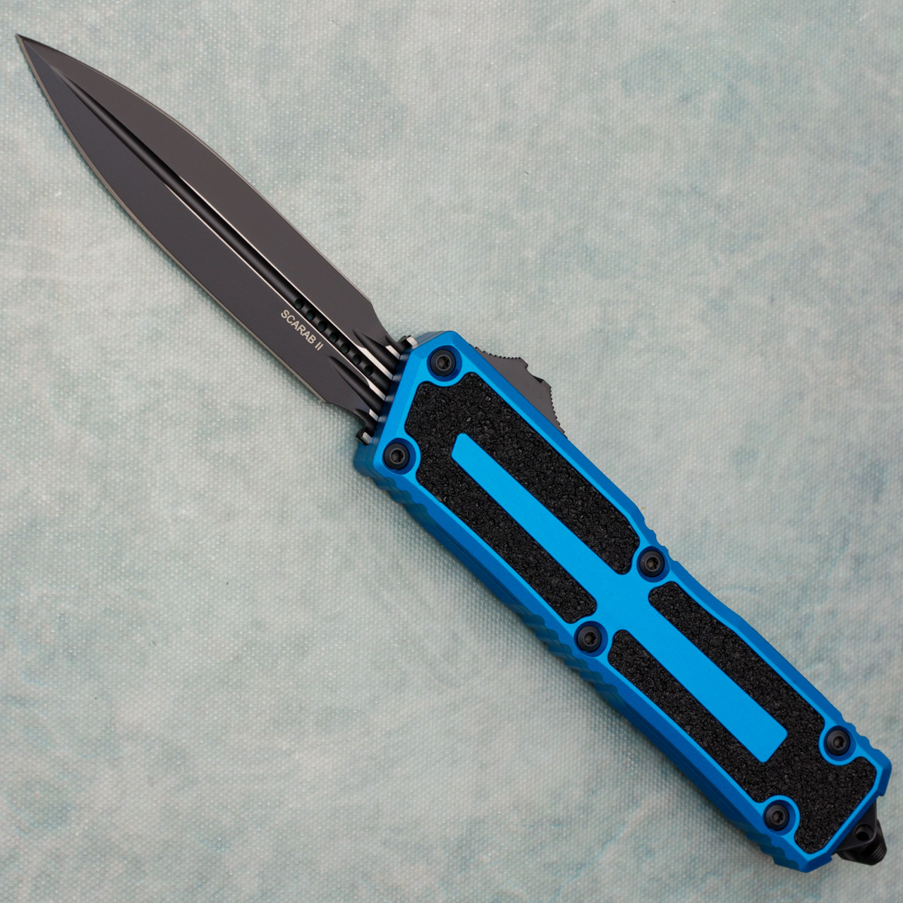 Microtech Scarab II Generation III D/E Blue Standard 1280-1BL | American Edge Knives
