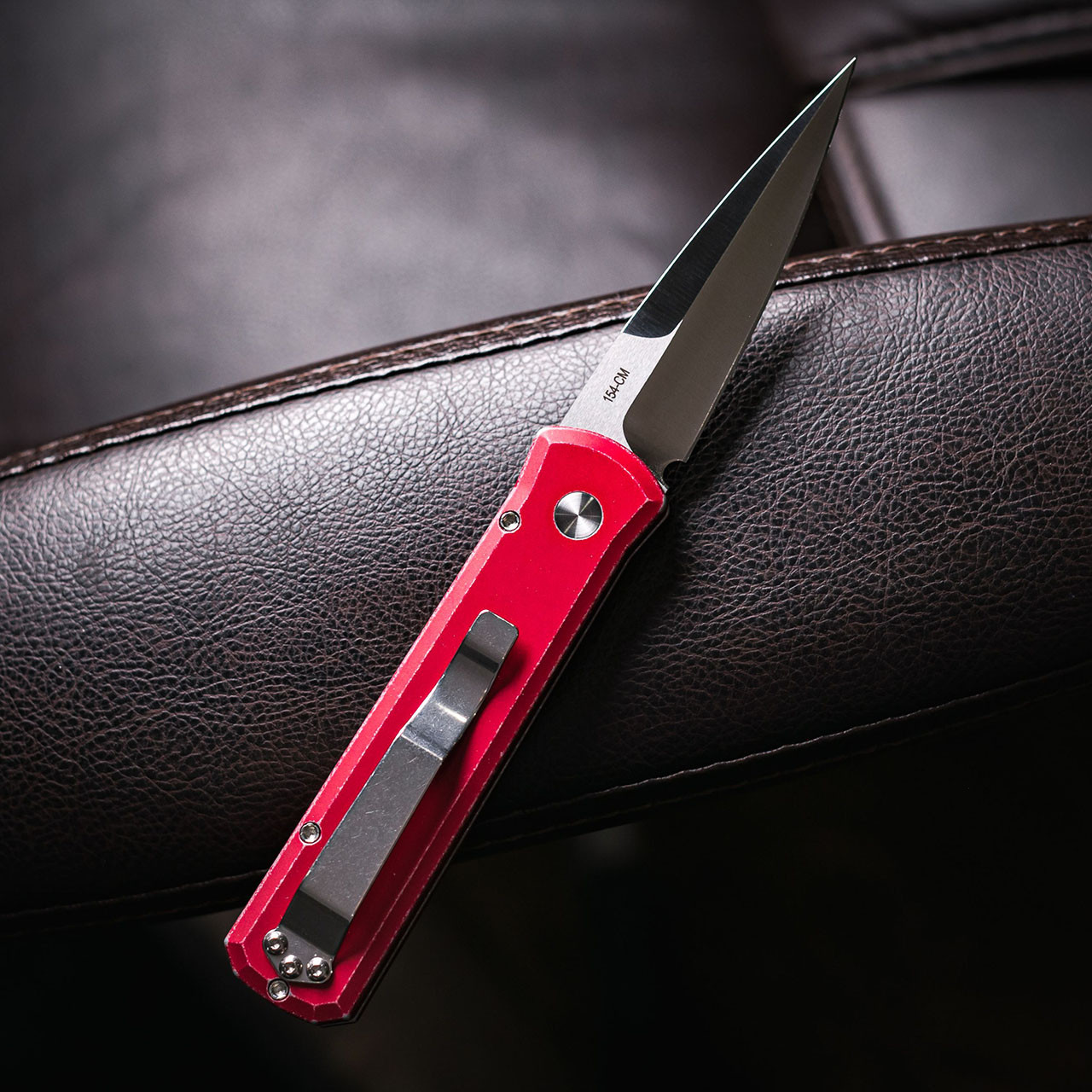 Pro-Tech Godson Solid Battleworn Red Handle Satin Blade 721 ...