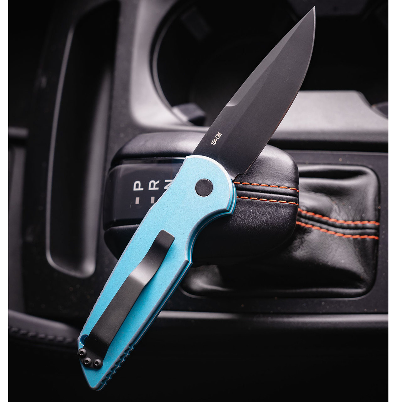 Pro-Tech TR-3 Battleworn Tiffany Blue Grooved Handle DLC Blade Pearl ...