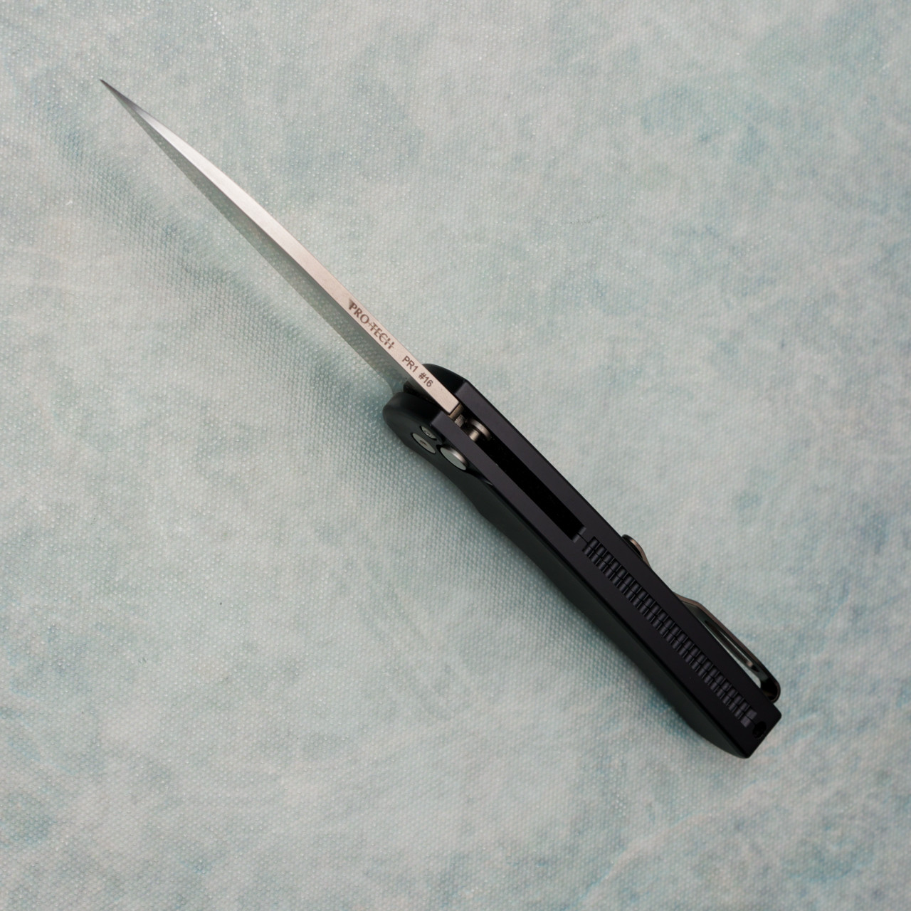 Pro-Tech Malibu Button Lock Flipper Wharncliffe Black Handle Satin ...