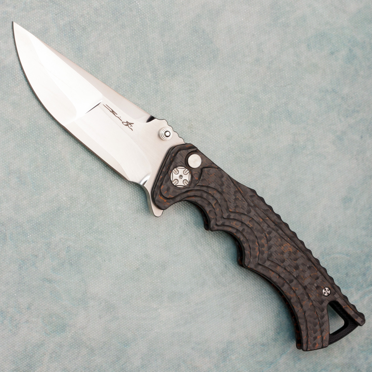 Brian Tighe Custom Tighe Fighter Button Lock Flipper Copper Blend ...
