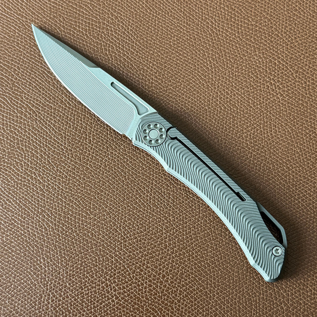 Blaurock Blades Custom BRB42A Slip Joint Swerve Pattern Titanium Handle ...