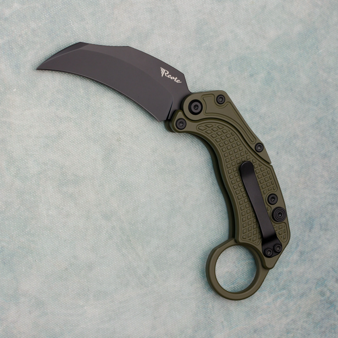 Reate Knives EXO-K Button Lock Karambit Gravity Knife Green Handle ...