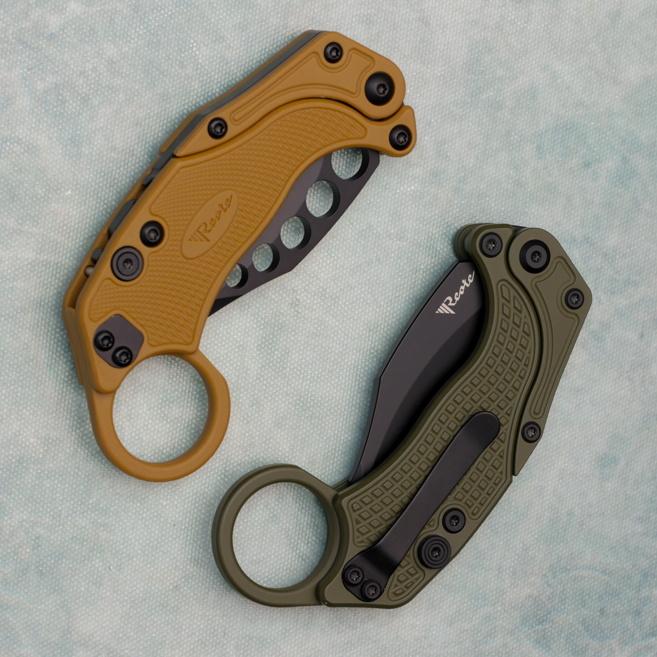 Reate Knives EXO-K Button Lock Karambit Gravity Knife Green Handle ...