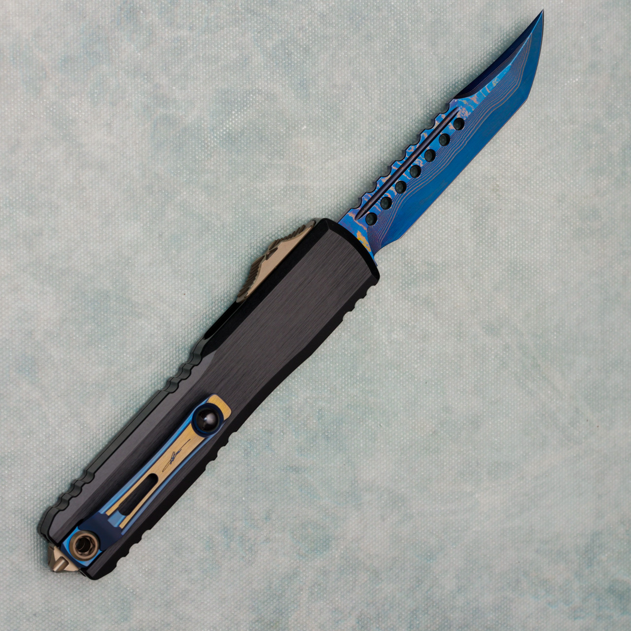 Microtech Marfione Select Ultratech Gen III ZBP Hellhound Hefted Alloy ...