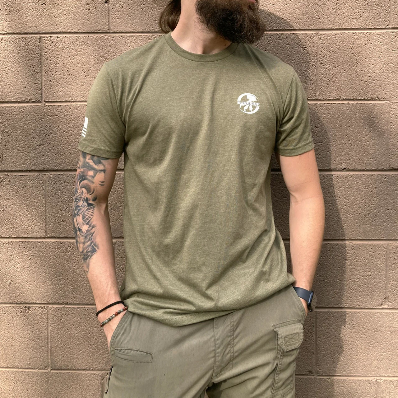 Microtech X Surefire T-Shirt Green | American Edge Knives