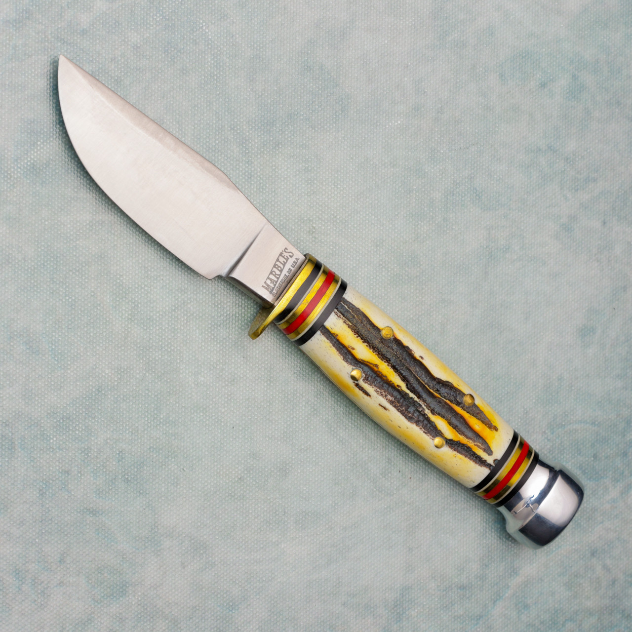 Marbles Trailcraft Fixed Blade 4 Pin Stag Handles w/ Aluminum Pommel ...